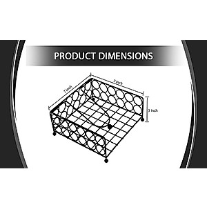 The Amador Store Flat Napkin Holder for Kitchen & Dining Table, Modern Lattice Napkin Basket Holder with Weighted Arm-Elegant Square Metal Paper Napkin Dispenser for Countertops & Outdoor (Black)