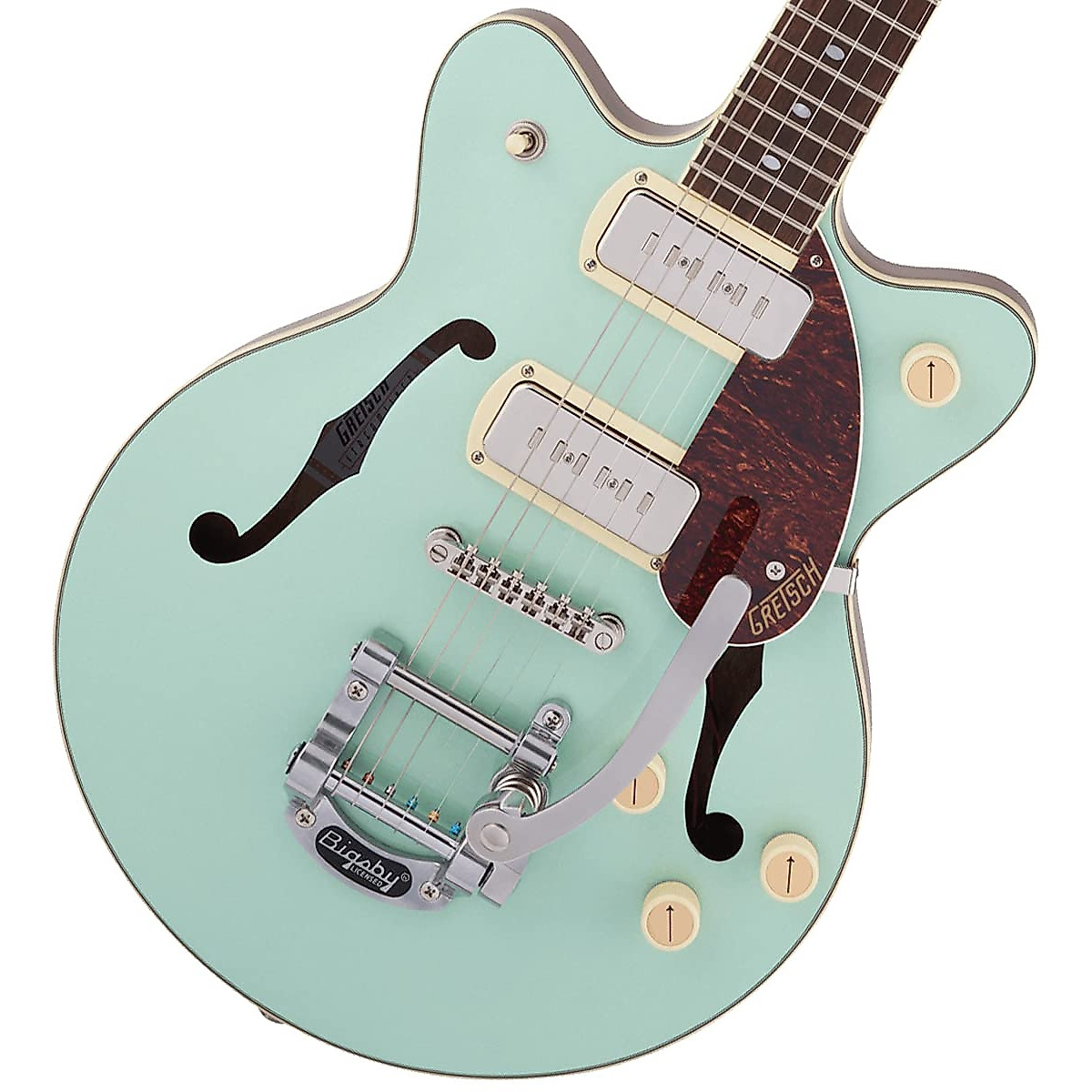 Gretsch G2655T-P90 Streamliner Center Block Jr. Double-Cut P90 Two-Tone Mint Metallic and Vintage Mahogany Stain w/Bigsby