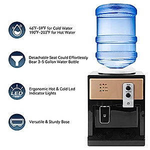PIOJNYEN Water Cooler Dispenser for 3 to 5 Gallon, 3 Temperature Settings, Top Loading Water Cooler Dispenser for Home Office School