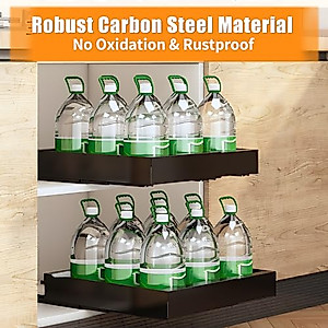 2 Pcs Pull Out Cabinet Organizer, Expandable(12.4"-20.5") Pull Out Drawers for Cabinets Slide Out Drawers for Kitchen Cabinets with Adhesive Nano Film Mounting Adjustable for Kitchen, Pantry (Black)