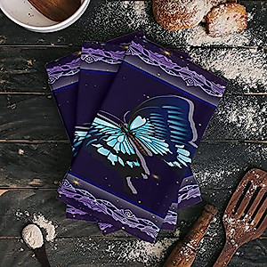 Big buy store Kitchen Towels Butterfly Dish Towels and Dishcloths Sets Decorative Tea Towel Purple Starry Sky Starlight Absorbent Hand Towels for Kitchen Drying Bathroom Decor Gift 18x28 Inch