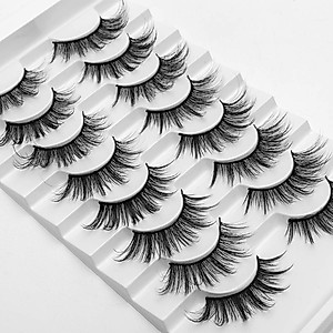 DYSILK Eyelashes Natural Look - 8 Pairs 5D Lashes 17mm - Mink Eyelashes Fluffy Lashes Pack Cat Eye Soft Reusable