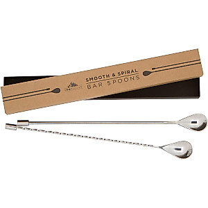 A Bar Above Bar Spoon Set – Drink Mixing Spoons for Mixing Glass or Shaker – Stainless Steel Cocktail Stirrer Set – Heavyweight Drink Stirrers – Professional-Quality Mixing Spoon Set (12”, Set of 2)