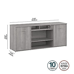 Bush Business Furniture Studio C Office Storage Cabinet with Doors and Shelves, 72W, Platinum Gray