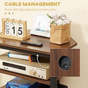 HOMCOM Media Stand with 4-Tier Audio Rack AV Media Corner Shelf with Cable Management for DVD Players Game Console TV Box Cable Box Xbox WiFi Router, Brown