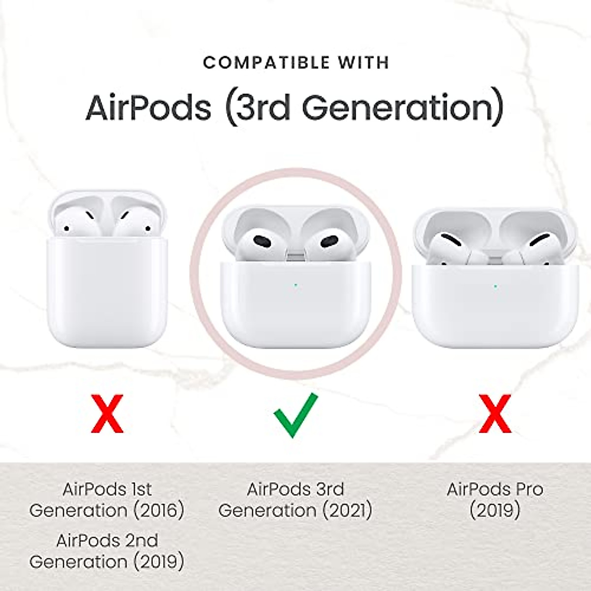 Covique Compatible AirPods 3 Case Cover 2021 | Cute Women Girly Flower, White Poppy Floral Iridescent & Glitter | Protective Shockproof TPU with Keychain Hook for AirPods 3rd Generation Charging Case