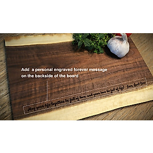Personalized Cutting Board Wedding Gift – Walnut Live Edge Wood Customized Monogramed Bride Groom Unique Engraved Rustic Elegance Display Newlywed Couple Parents Anniversary Housewarming Christmas