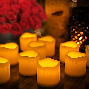 Furora LIGHTING Ivory Melting Style LED Votive Candles Pack of 12, Realistic Flickering Flame for Home and Party Décor, 2’’(W) x 2’’(H), Battery Operated