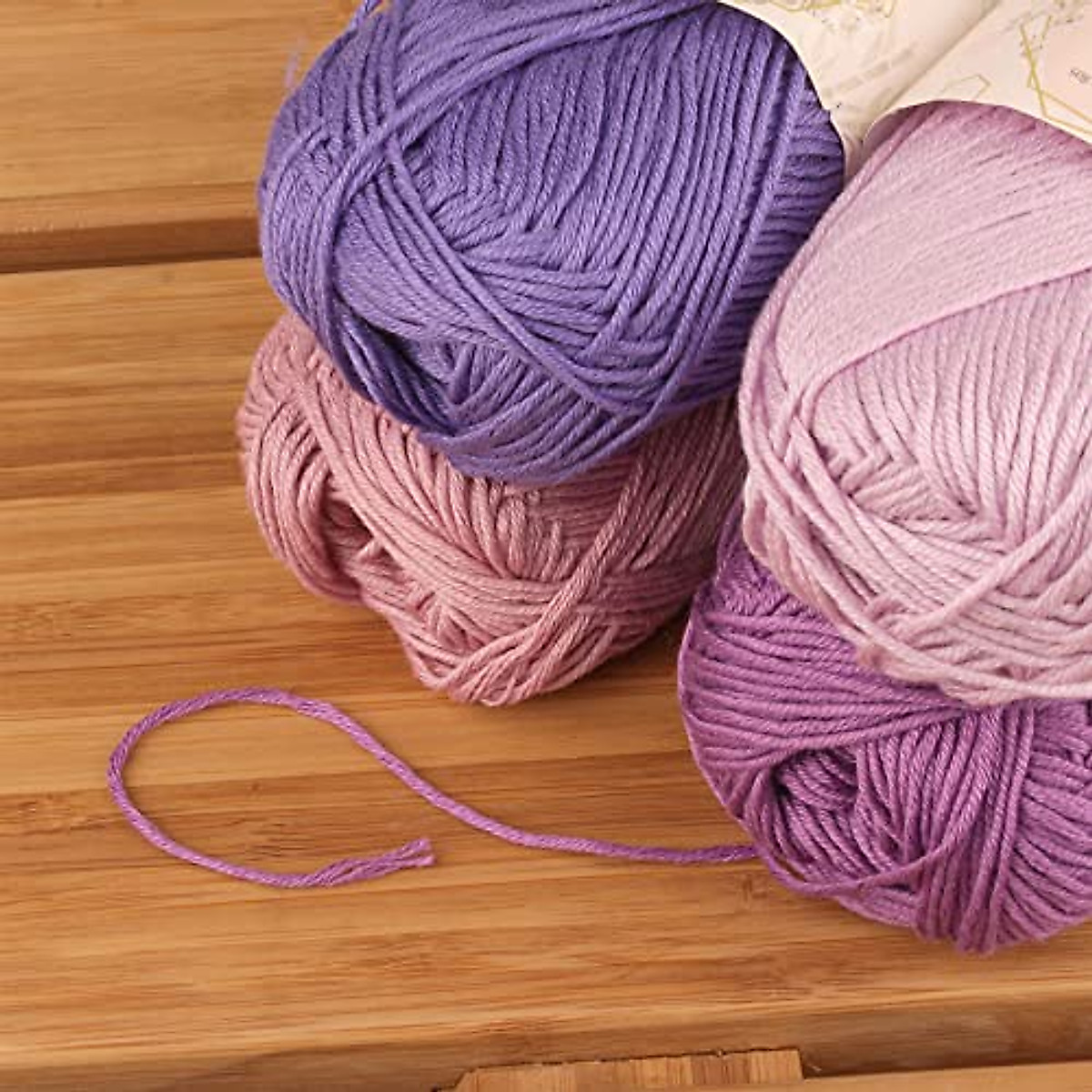JubileeYarn Bamboo Cotton Sport Yarn - 50g/Skein - Shades of Purple - 4 Skeins