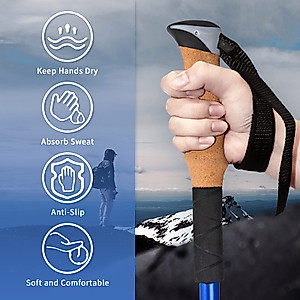 Aihoye Trekking Hiking Poles - 2 Pack Adjustable Hiking Walking Sticks Collapsible Lightweight - Strong Lightweight Aluminum7075, Quick Flip-Lock Hiking Sticks and Comfortable Cork Grips Blue