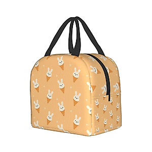 Lunch Bag Funny Bunny Ice Cream Design Insulated Lunch Box Reusable Lunch Bags Meal Portable Container Tote For Men Women Work Travel Picnic