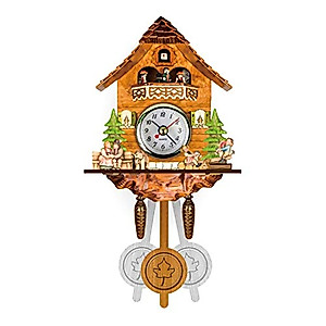 Par [ 1xAA Battery (not Included) ] Antique Wooden Cuckoo Wall Clock Bird Time Bell Swing Alarm Watch Home Restaurant Decoration/for Room, Study, Bedroom, Office, Hotel
