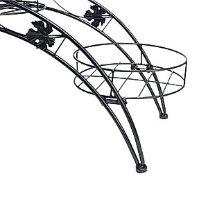 DAZONE Arch Metal Potted Plant Stand with 3 Holders Potted Plant Rack Organizer (Black)