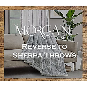 Morgan Home Velvet Plush/Faux Fur Reverse to Sherpa Throw - 50 by 60 inch Lightweight Throw for Bed and Couch (Grey Faux Fur, 50 x 60)