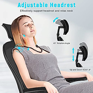 naspaluro Office Chair with Lumbar Support, High Back Ergonomic Home Desk Chair with Adjustable Arms and Headrest, Thick Seat Cushion Computer Chair for Home Office Task Drafting Work Study
