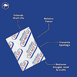 Wallaby 500cc Oxygen Absorbers for Long Term Food Storage 100 count (10х Packs of 10) Bulk - FDA Food Grade Packs for Vacuum Mylar Bags, Airtight Containers Flour Sugar Cereals, Freeze Dryers & Dehydrators