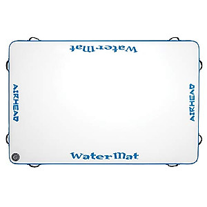 Airhead WATERMAT AIR Inflatable Deck, 8 ft. w Pump, White/Blue