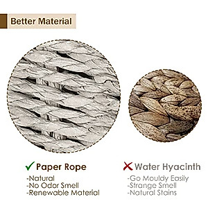 AELS Woven Baskets for Storage, Natural Hand-woven Storage Baskets for Organizing, Cubby Cubes Storage Bins for Shelves, 11" Modern Farmhouse Square Storage Cubes with Handles, Light Gray, 4 Pack