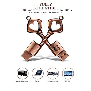 64GB USB 3.0 Wedding USB Flash Drive with Wooden Gift Box, High Speed Up to 100MB/S Keychain exFat Thumb Drive Jump Drive Gift for Anniversary/Birthday/Photographer/Wedding