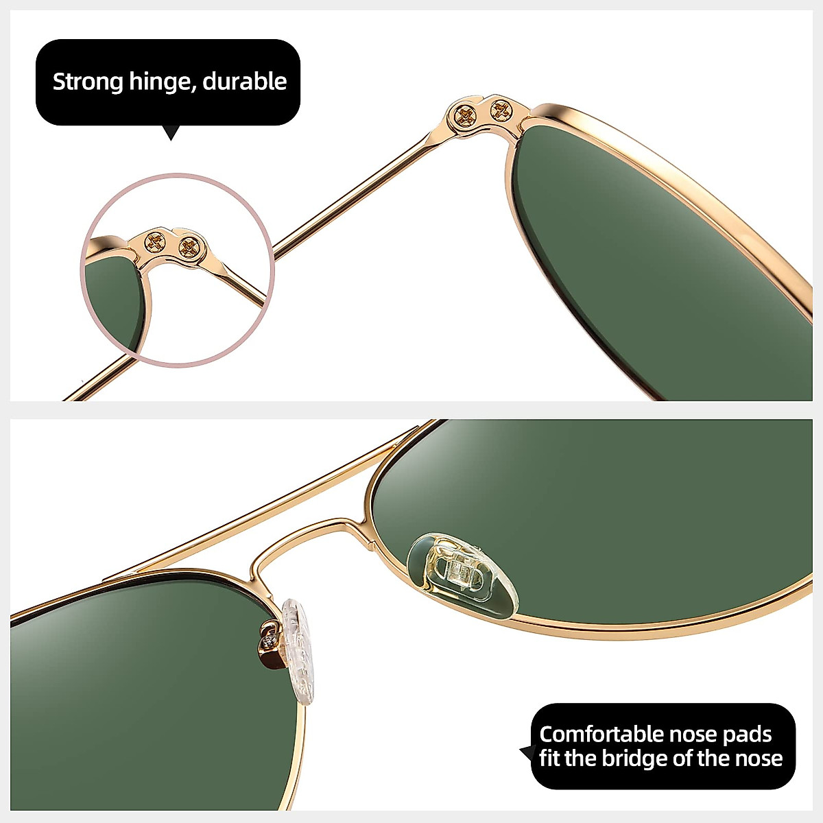 MEETSUN Aviator Sunglasses for Men Women Driving Polarized UV400 Protection Metal Frame(3-Pack-Black+Dark Green+Brown Lens)