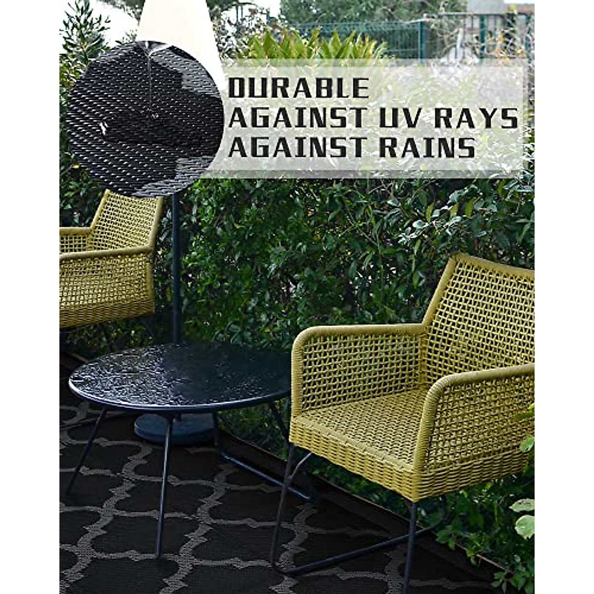 RVOLST Outdoor Rug Carpet Waterproof 6x9 ft-Patio Rug Reversible Portable RV Camping Rug Mat-Plastic Straw Outdoor Rug for Patio Decor Outside Rug for Picnic Balcony-Black and Gray