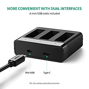 UGREEN Camera Charger for GoPro - Triple Battery Charger Compatible with Hero 8 Black, Hero 7 Black, Hero 6