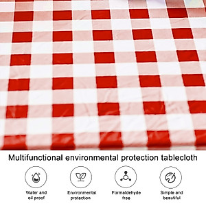 wagude Rectangle Vinyl Camping Picnic Table Cover + Benches 3-pc Set,30x72'' (6-FT) Flannel Backing Elastic Waterproof Wipeable red/White Checkered Plastic Tablecloth for Indoor Outdoor Patio Park