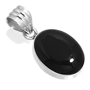 JEWELOPORIUM 925 Silver Pendant for Women Genuine Black Onyx Gemstone Costume Silver Pendant Necklace Christmas - Gift Vintage Jewelry