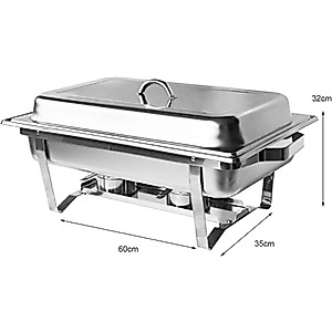UZOURI Chafing Dish, Stainless Steel Food Warmer Buffet Dish Catering Pan Buffet Heater Stainless Steel Chafing Dish, for Catering Buffet Warmer Tray Dining