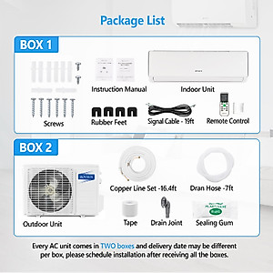 ROVSUN 11000 BTU Wifi Enabled Mini Split Air Conditioner & Heater, 17 SEER2 115V Inverter Ductless Wall AC Unit with Pre-Charged Condenser, Heat Pump & Installation Kit