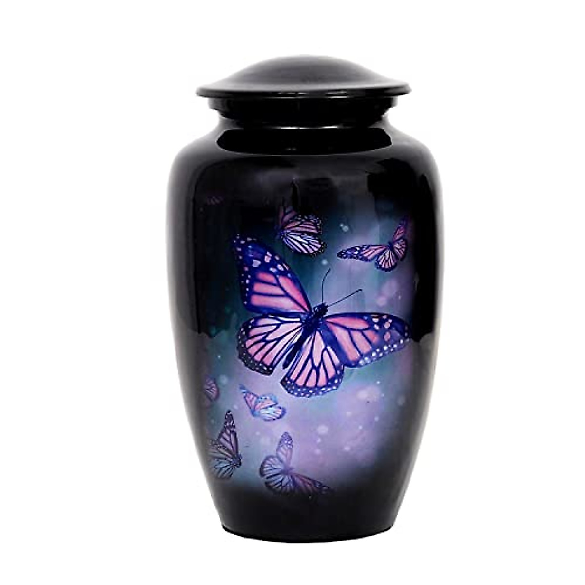HLC Lovely Butterfly Black Finish Cremation Urn for Human Ashes - Funeral Urn Handcrafted - Affordable Urn for Ashes (Adult (200 lbs) – 10.5 x 6 “ , Cremation Urn)