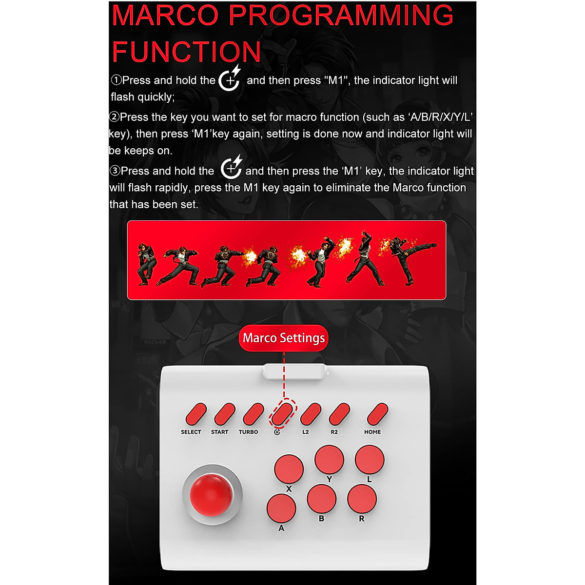 arVin Arcade Fight Stick Joystick Game Controller for iPhone iOS Android PC Fighting Stick for Nintendo Switch/PS3/PS4 Arcade Rocker Gamepad with Turbo & Marco for Emulators/Cloud/PS Remote Play/Steam