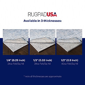RUGPADUSA 100% Felt 9x12 Rug Pad for Hardwood Floors, 1/4 Inch Thick Cushioning - Prolong The Life of Your Rugs and Flooring, Safe for all Floors and Finishes