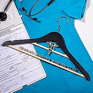 MyHeartGift Gift for New Doctor, Personalized White Coat Hanger, Caduceus Decal Hanger, for Med Student, 1st White Coat Hanger