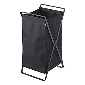 Yamazaki Home Basket-Foldable Storage Organizer | Steel | Laundry Hamper, One Size, Black