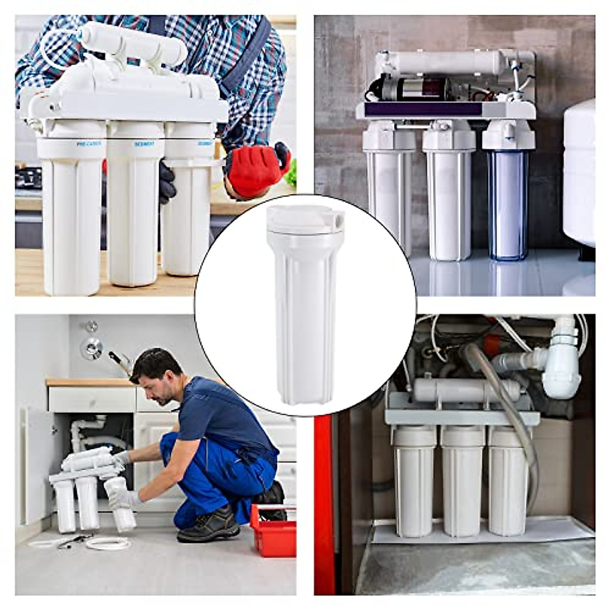 MECCANIXITY Water Filter Housing 10" Whole House Filtration System 1/2 Inch Inlet/Outlet Port for Kitchen White