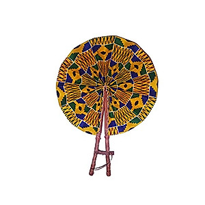 African Ankara Print Folding Fan - Large Handheld Fan for Church, Weddings, Decorative Wall, and More