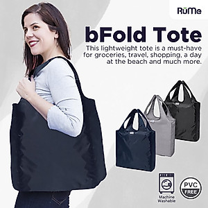 RuMe® Foldable Reusable Grocery Shopping Bag Tote | bFold Medium Tote Bag | Holds 50lbs | Folds into Zipper Pouch | 2 Pack
