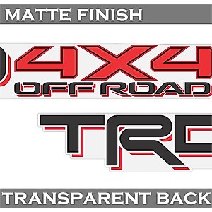 GOLD HOOK Off Road Decal, Replacement 4x4 Sport Stickers, Emblem for Truck, Matte Finish, Set of 2 (BlackRedTrd4x4OffRoad)