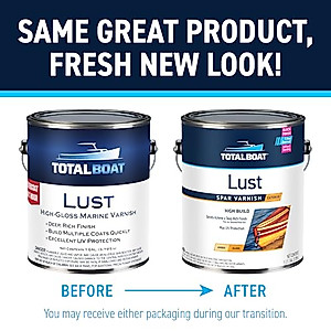 TotalBoat-482869 Lust Marine Varnish, High Gloss and Matte Finish for Wood, Boats, Outdoor Furniture (High Gloss, Quart)