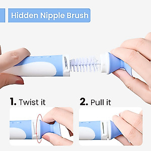 5-in-1 Baby Bottle Brush Set, Bottle Brush Cleaner, Bottle Cleaner Brush Set, Including Nylon and Silicone Bottle Brush, Bottle Cap Brush, Straw Brush, Nipple Brush, BPA-Free (Grey)