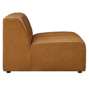 Modway Bartlett Channel Tufted Vegan Leather 6-Piece Sectional Sofa in Tan