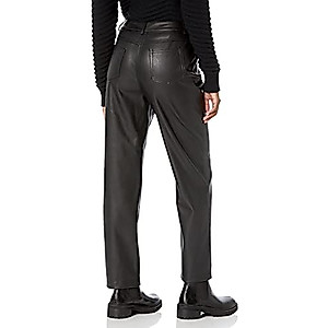 The Drop Women's Jack Vegan Leather Straight Leg, Black, 26