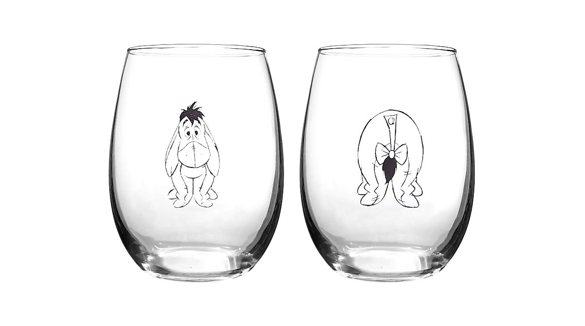 Winnie The Pooh Eeyore Wine Glass Set - Collectible 16oz