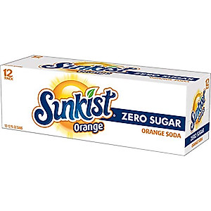 Sunkist Zero Sugar Orange Soda, 12 fl oz cans, 12 pack