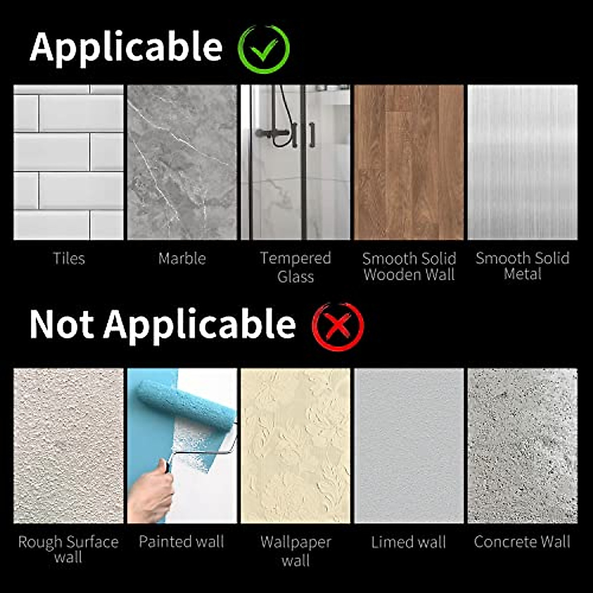 Htworg CR Shower Caddy Basket Shelf, 3-Pack No Drilling Adhesive Shower Organizer and Soap Holder for Inside Bathroom & Kitchen Storage, Black Rustproof Shower Shelves with Removable Hooks