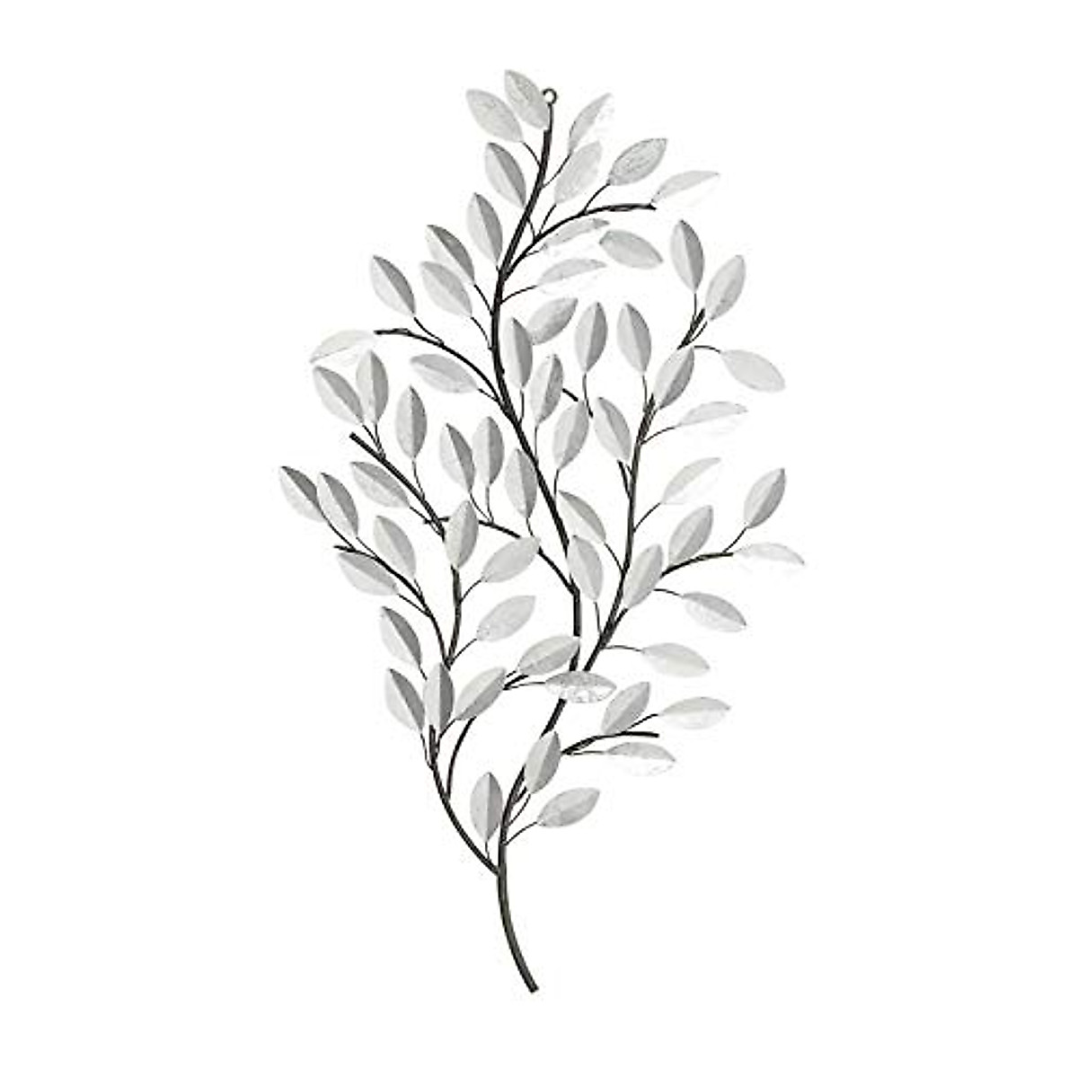 Deco 79 Metal Leaf Wall Decor, 25" x 2" x 44", Silver
