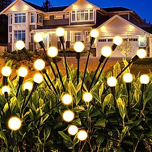 QIZIYARDALL 4 Pack Solar Garden Lights Outdoor, 40 LEDs Solar Firefly Swaying Lights Outdoor Decorations, Waterproof for Patio Pathway Outdoor Decor