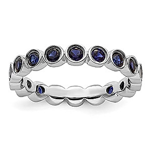 IceCarats 925 Sterling Silver Created Blue Sapphire Stackable Ring Gemstone Band September Birthstone Jewelry Size 6.00