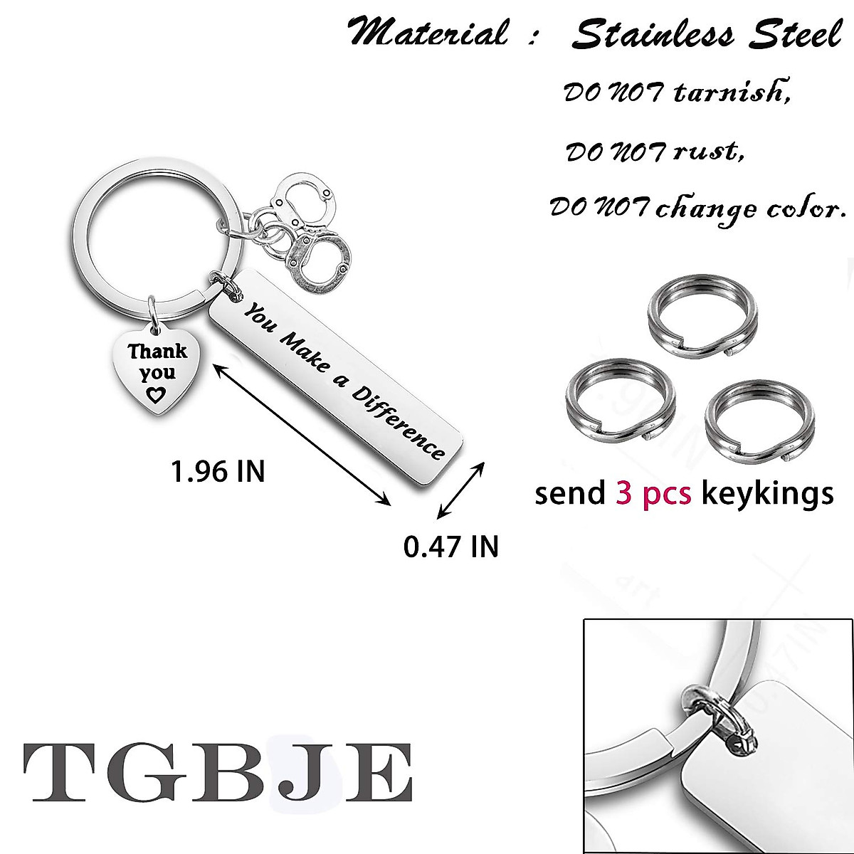 TGBJE Police Officer Appreciation Gift You Make A Difference Keychain Police Officer Gift Police Graduation Gift (Police Officer Gift)